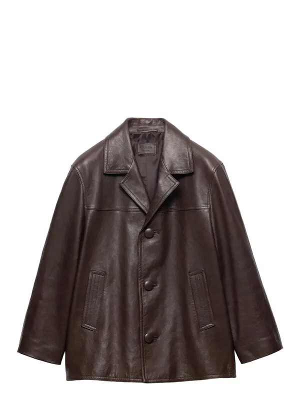Prada Nappa Leather Caban Jacket - Brown