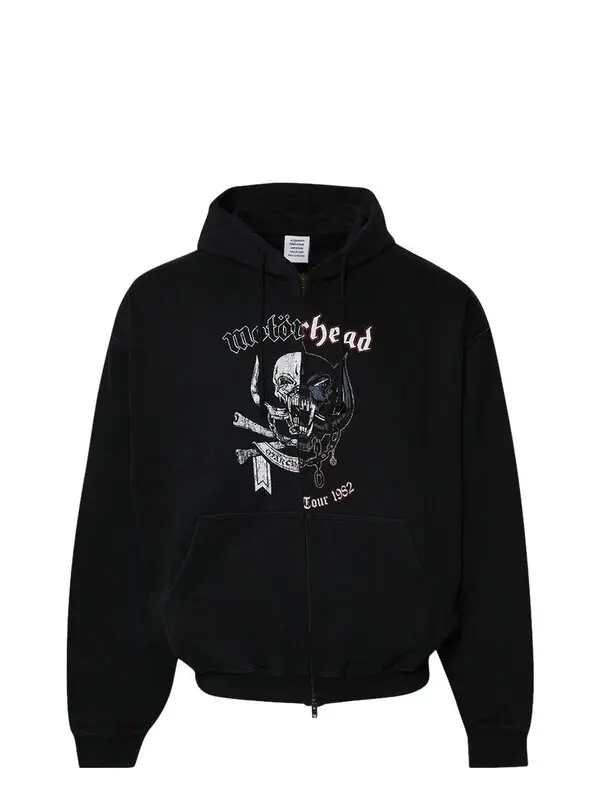 Vetements X Motorhead Double Graphic Zip-up Hoodie Washed - Black