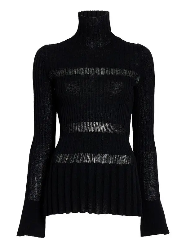 Proenza Schouler Rosario Textured Merino Wool Turtleneck - Black