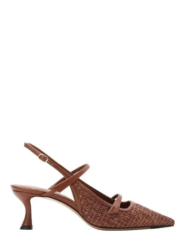 ALEXANDRE BIRMAN Tita 60 Raffia Slingback Heels - Brown