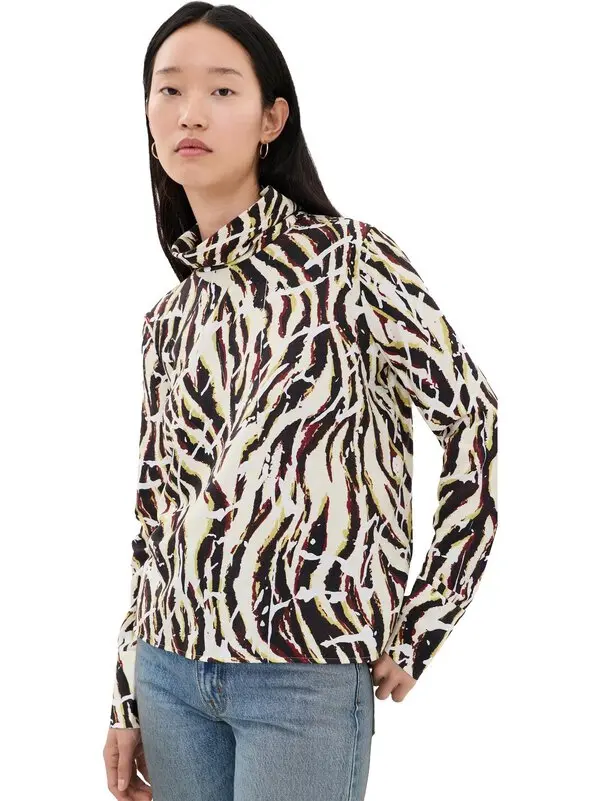 Proenza Schouler White Label Printed Mock Neck Long Sleeve Top - Acid Multi