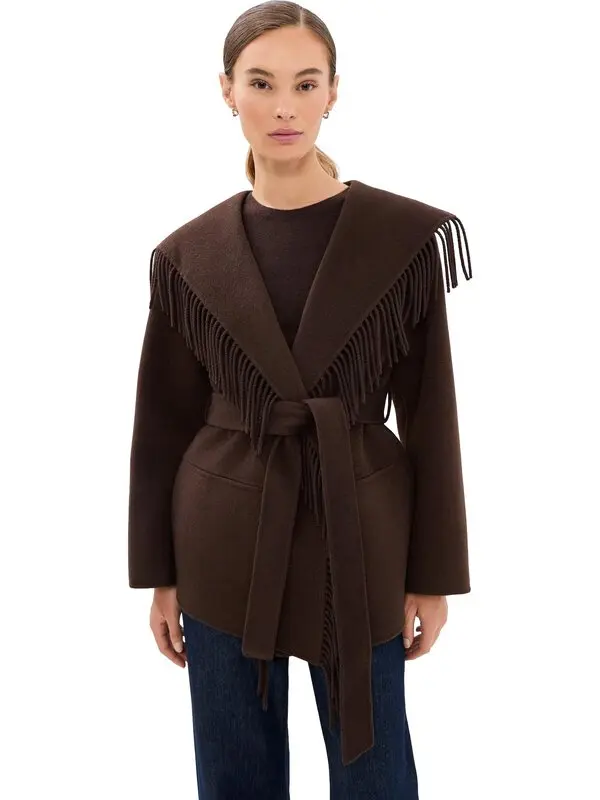 Simkhai Rowen Fringe Jacket - Chocolate