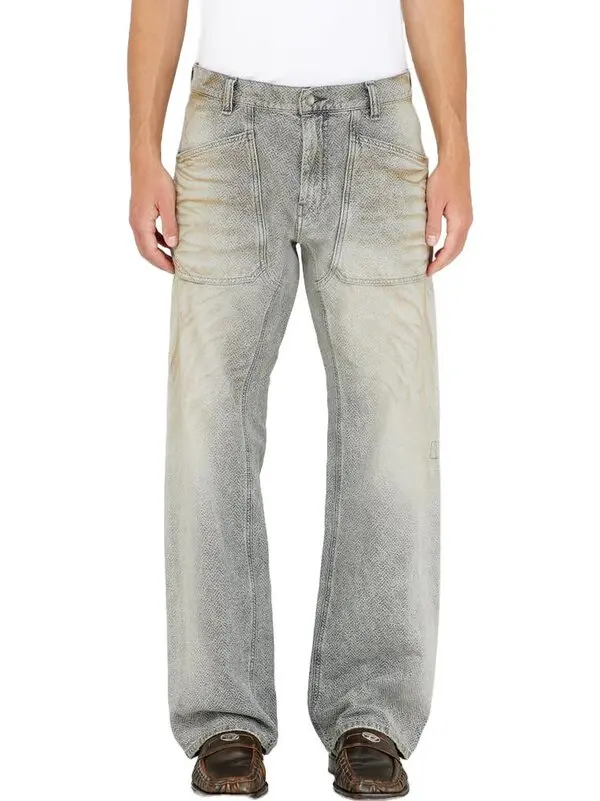 DIESEL® D-zeta Relaxed Fit Jeans With Maxi Utility Pockets - Grey