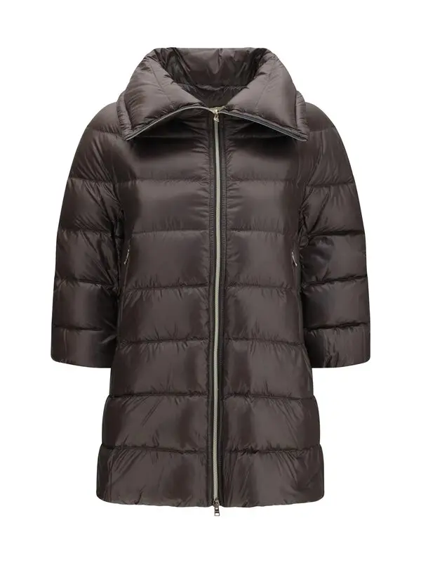 Herno Midi Down Jacket With High Collar - Gray