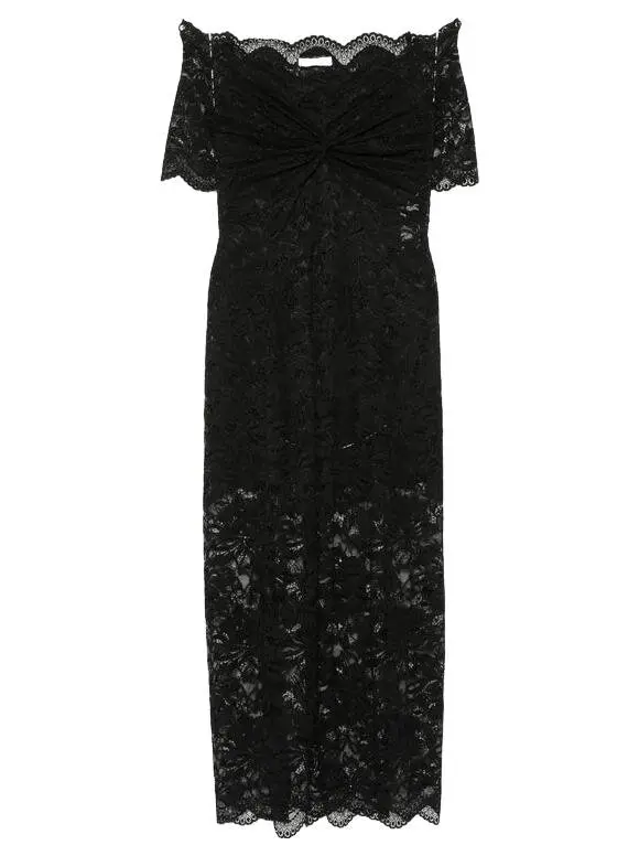 Rabanne Off-shoulder Lace Dress - Black