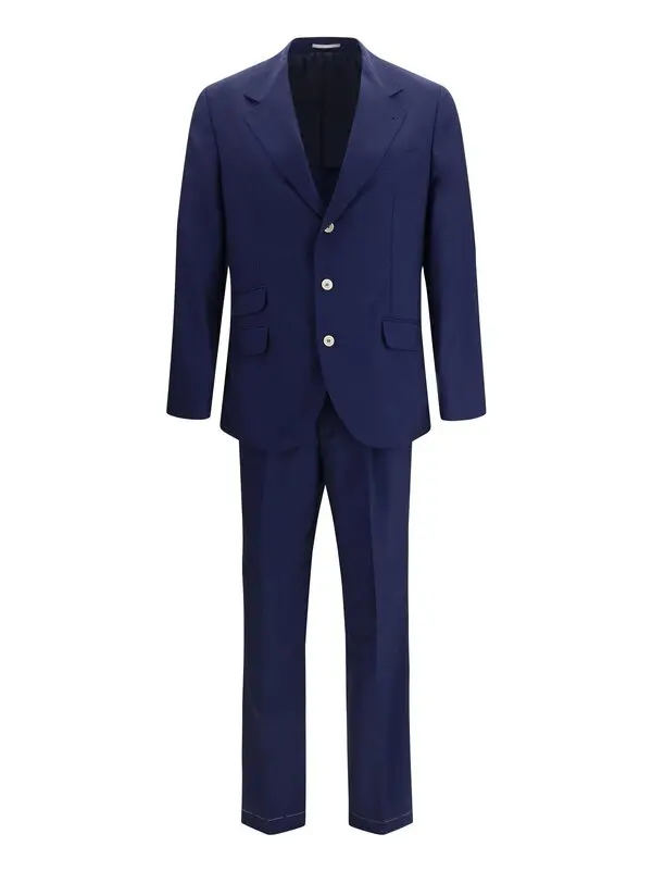 Brunello Cucinelli Single-breasted Suit With Peak Lapels - Blue