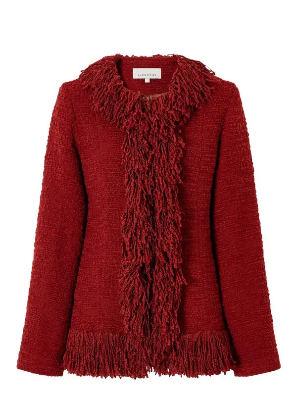 LIBEROWE Fringed Wool-blend Tweed Jacket - Red