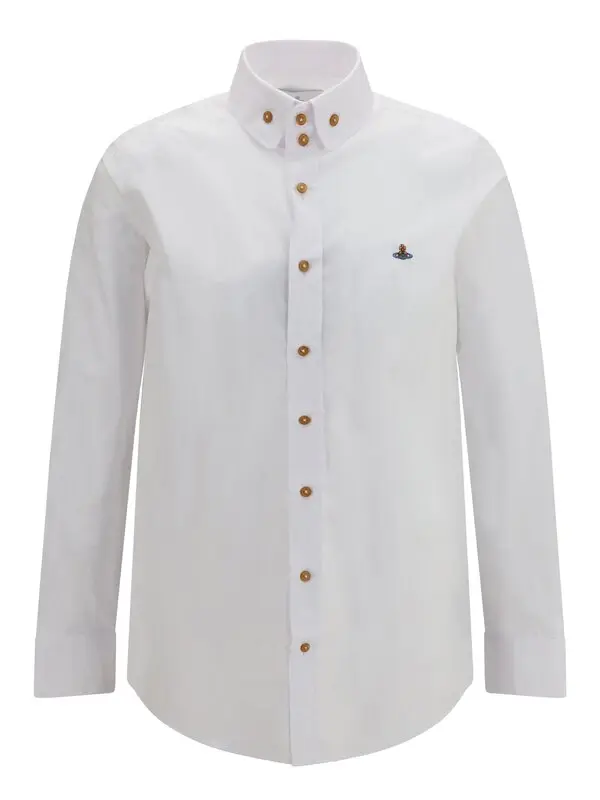 VIVIENNE WESTWOOD Orb Embroidered Cotton Shirt - White