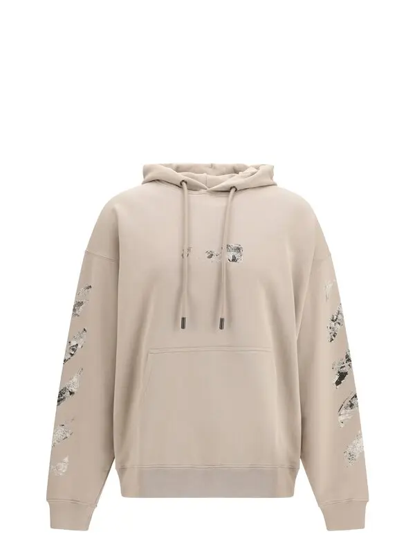 Off-White Spray Arrow Cotton Hoodie - Cream