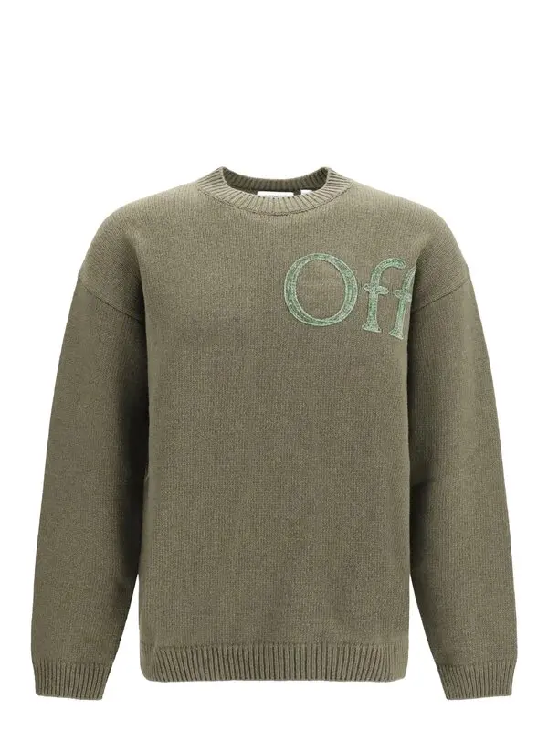 Off-White Bookish Shared Logo" Knit Crewneck - Green