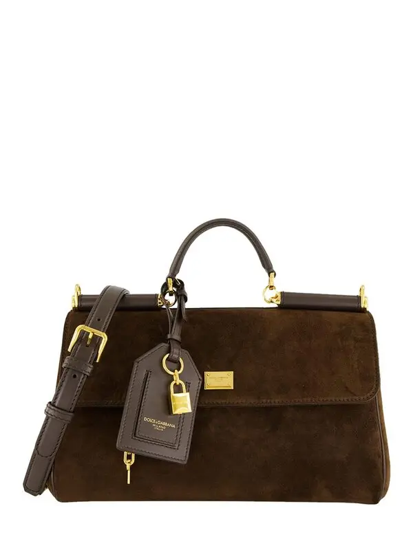 Dolce & Gabbana Ebony Crosta Leather Handbag - Brown