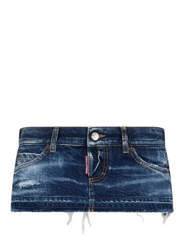 Dsquared2 Medium Ripped Denim Mini Skirt - Blue