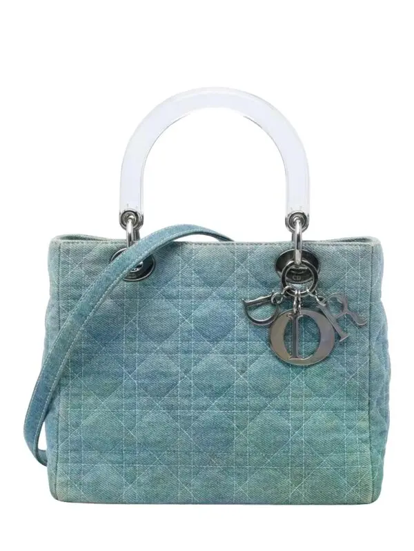 Dior Medium Denim Cannage Lady Satchel - Blue