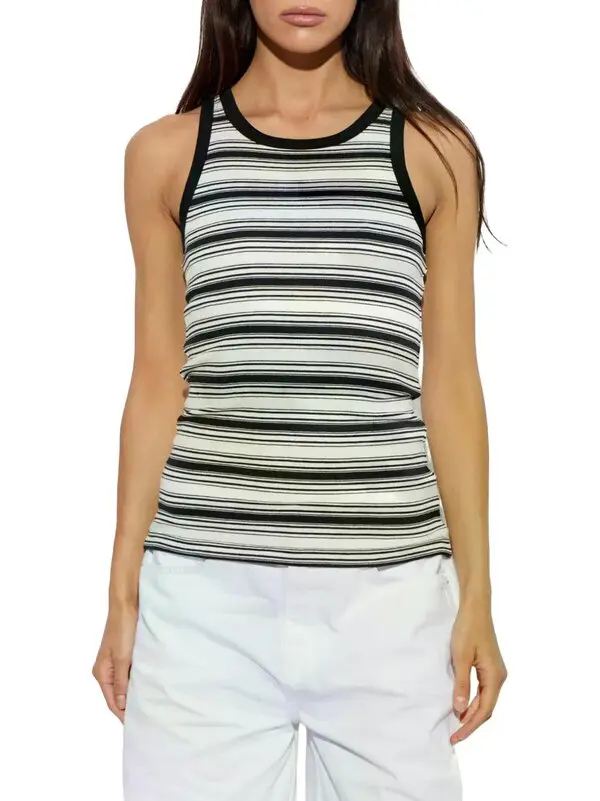 SAMSOE SAMSOE Alexo Striped Ribbed-knit Tank Top - Neutrals