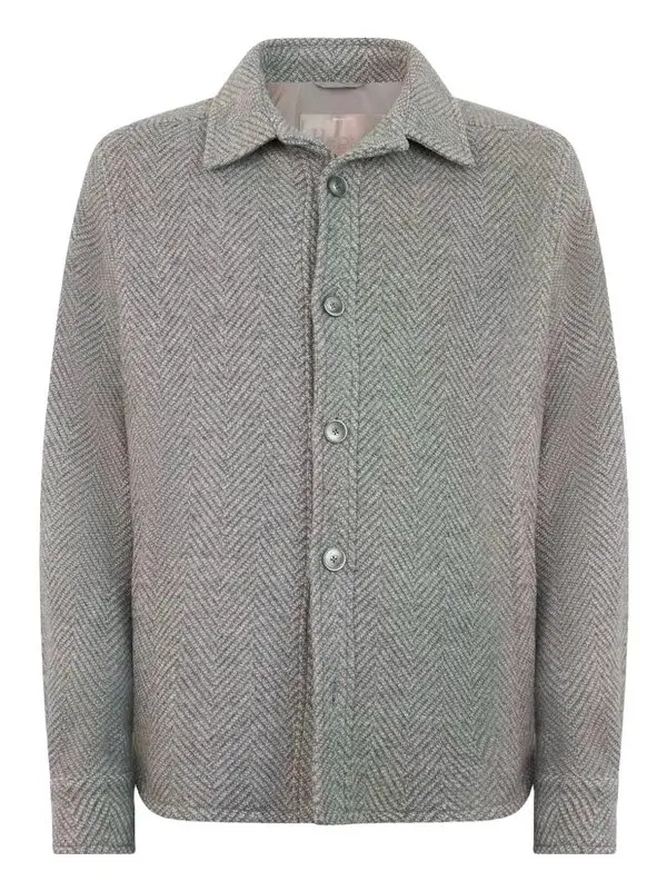Herno Herringbone-knit Shirt Jacket - Grey
