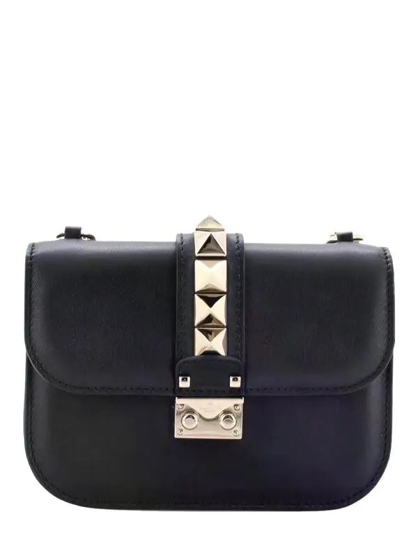 Valentino Garavani Glam Lock Leather Small Shoulder Bag - Black