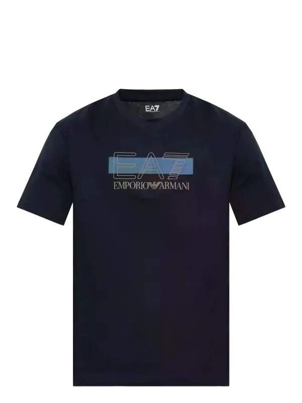 EA7 Visibility Logo-print Cotton T-shirt - Blue