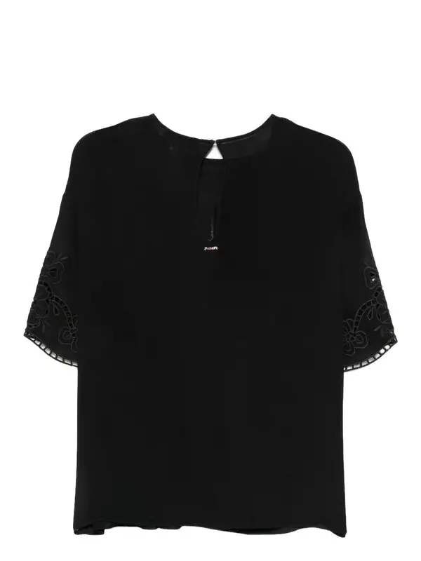 TWINSET Floral Embroidered T-shirt - Black