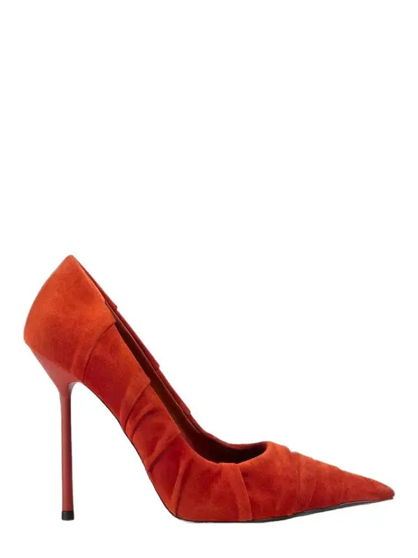 LE SILLA Bella Ruched Calf Suede Pumps - Orange