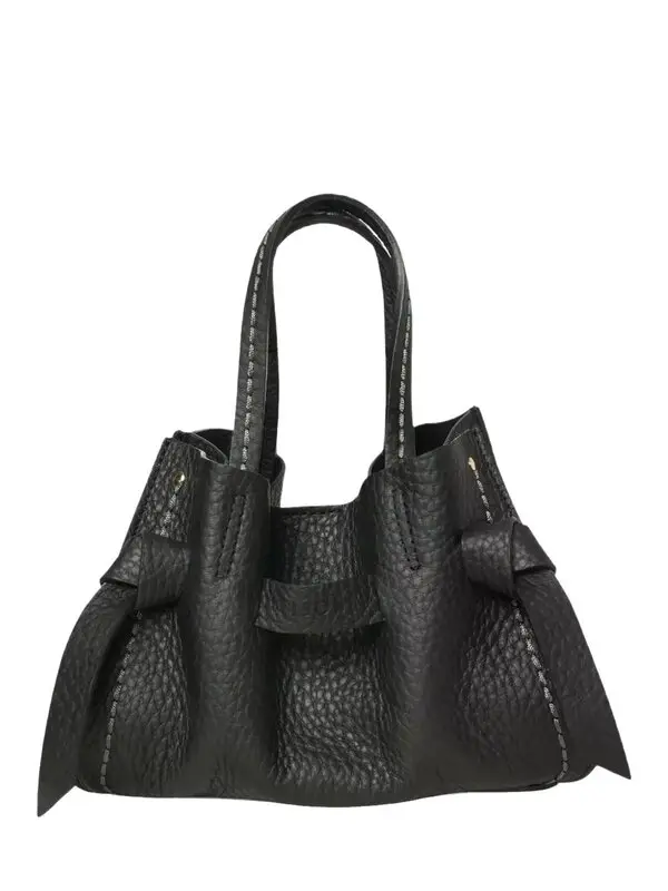 VISONA` Visona Small Vittorina Leather Tote Bag - Black