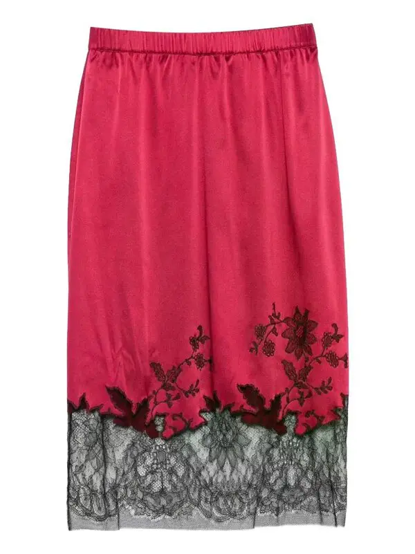 Carine Gilson Calais Caudry Lace-trim Midi Skirt - Red
