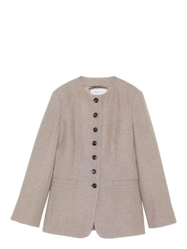Max Mara Collarless Button-up Jacket - Neutrals