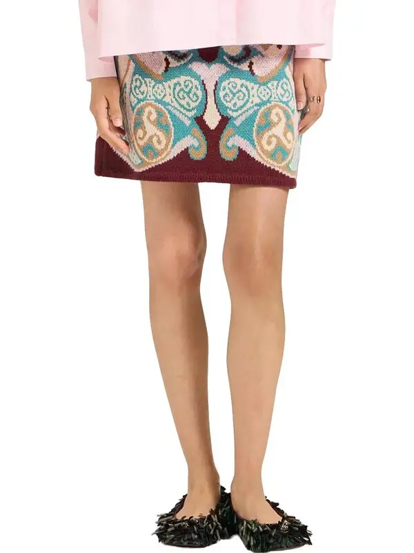 La DoubleJ Mini Skirt In Wool Mix Knit - Blue