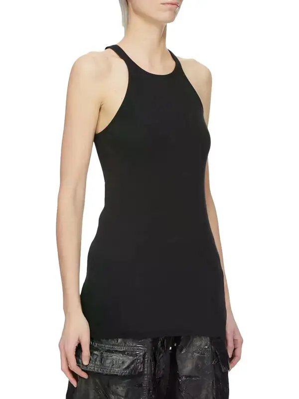 Rick Owens Sleeveless Scoop Neck Ribbed Knit Top - Black