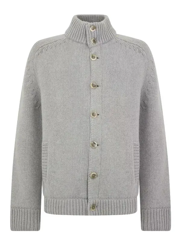 Herno High-neck Button-up Cardigan - Grey