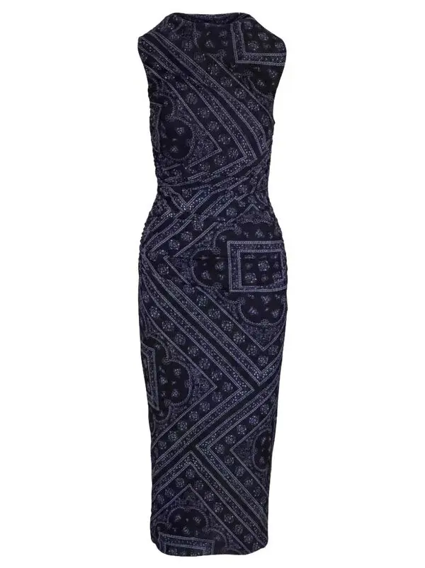 Veronica Beard Sylviani Paisley-print Ruched Midi Dress - Blue