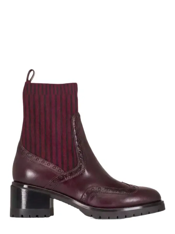 Santoni Ferret Brogue Detail Sock Ankle Boots - Brown