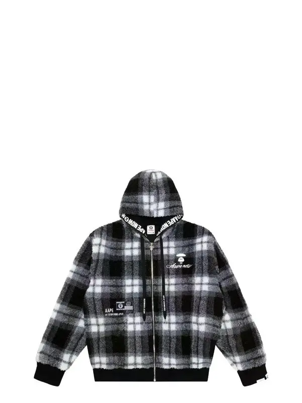 AAPE BY *A BATHING APE Plaid Zip-up Hoodie - Black
