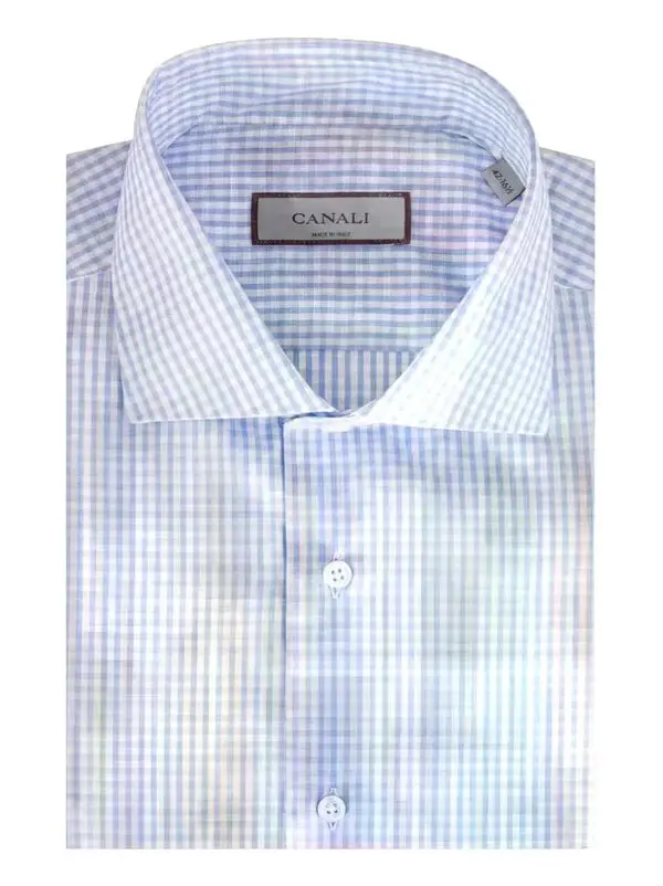 Canali Gingham-check Spread-collar Shirt - Blue