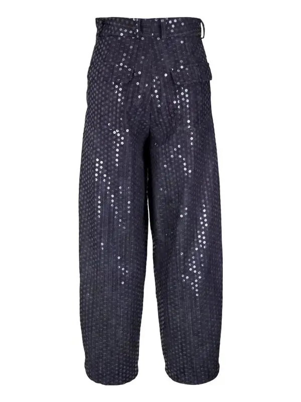 ODEEH Sequin-embellished Trousers - Black