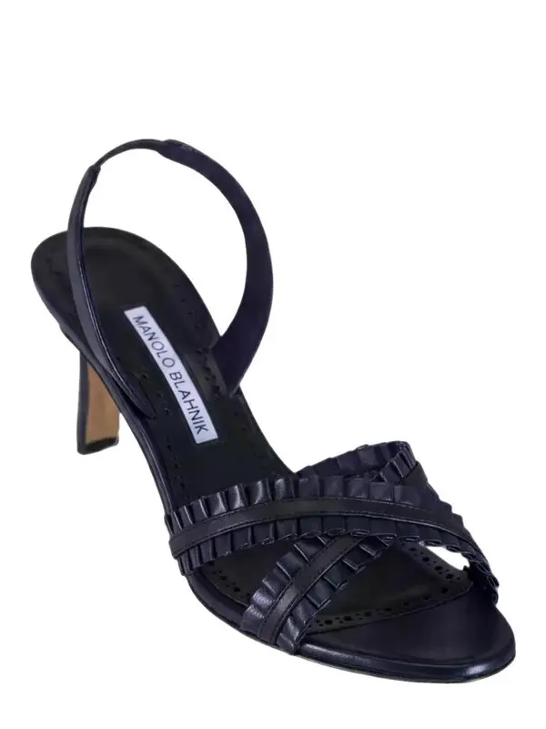 Manolo Blahnik Ruffled Crossover-strap Sandals - Blue