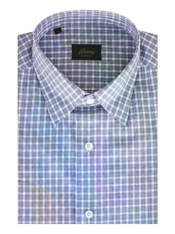 Brioni Check-pattern Button-down Shirt - Blue
