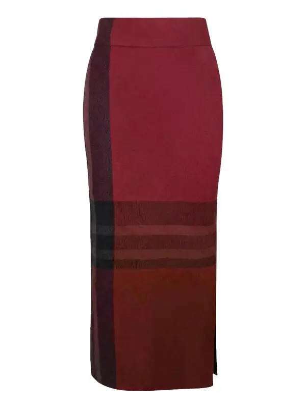 Akris Check-pattern Side-slit Midi Skirt - Red