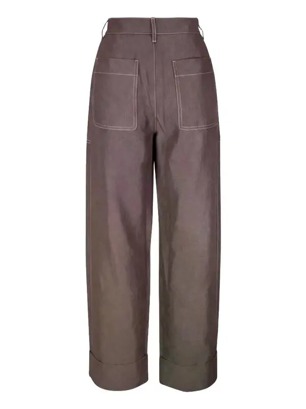 Lafayette 148 New York Contrast Stitch Turned-up Trousers - Brown