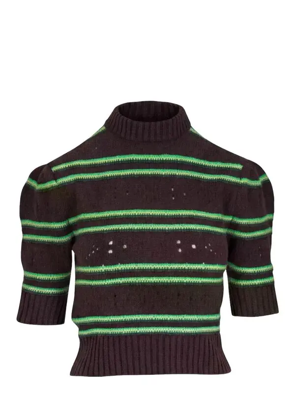 Marni Striped Pointelle-knit Cashmere Sweater - Brown