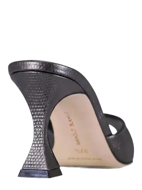 Manolo Blahnik Jadarona Leather Mules - Grey