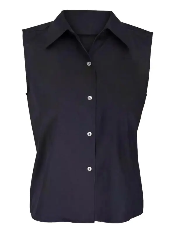 Vince Sleeveless Cotton Shirt - Blue
