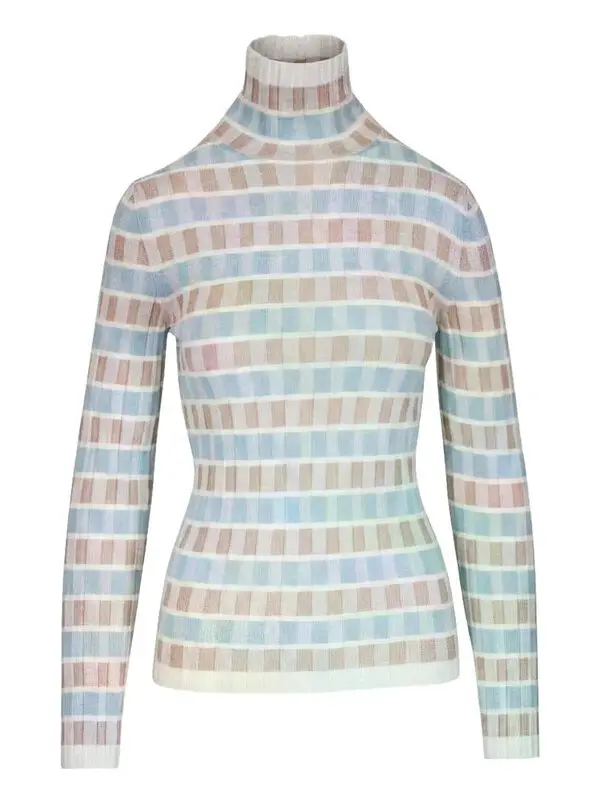 Akris Check-pattern Roll-neck Sweater - Neutrals