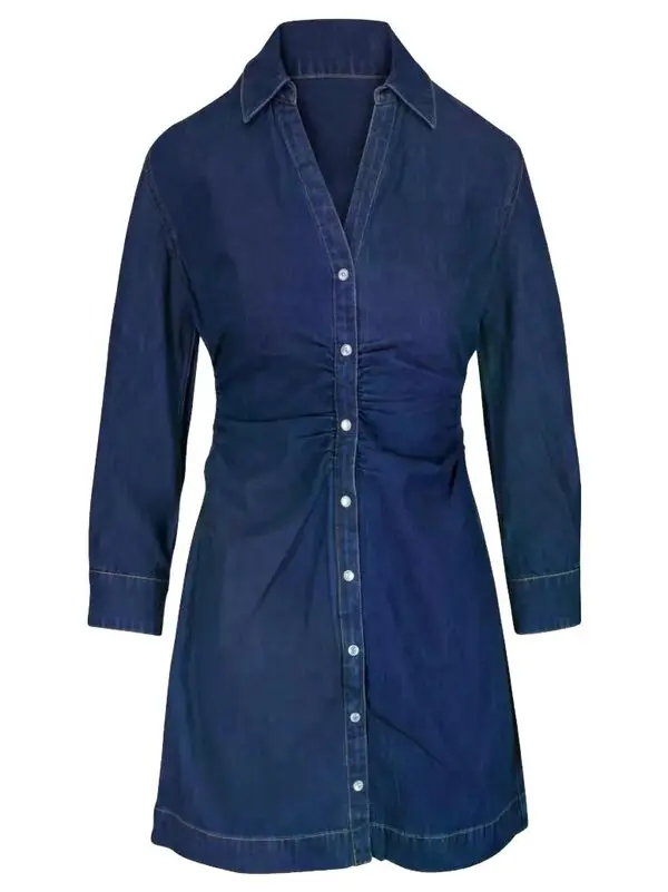 Veronica Beard Ruched Denim Mini Dress - Blue
