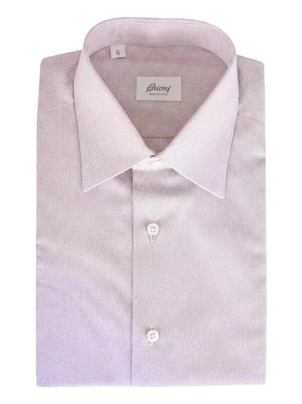 Brioni Micro-pattern Cotton Shirt - Pink