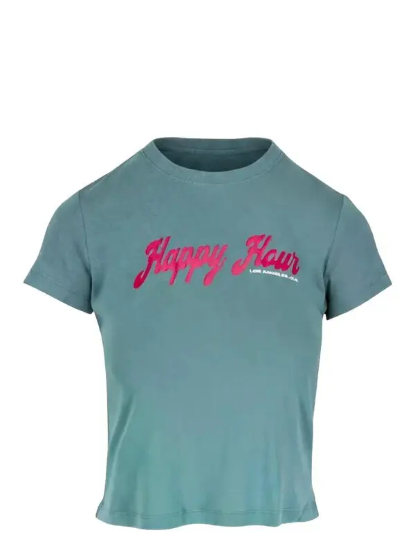 Ag Sadie Slogan Print Cropped T-shirt - Blue