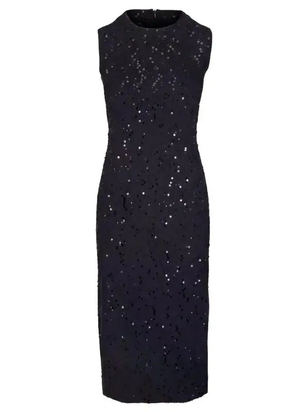 Akris Sequin Embellished Tweed Midi Dress - Black