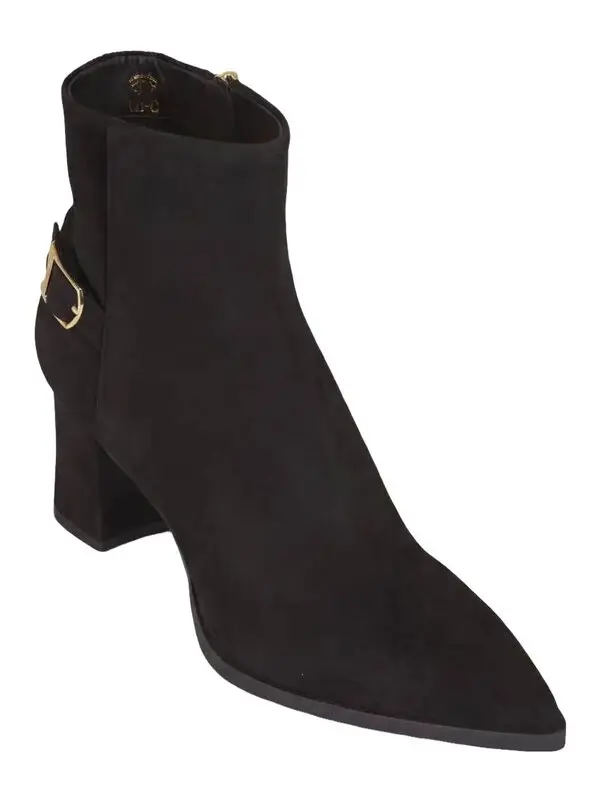 Santoni Elly Buckle-detail Pointed-toe Ankle Boots - Black