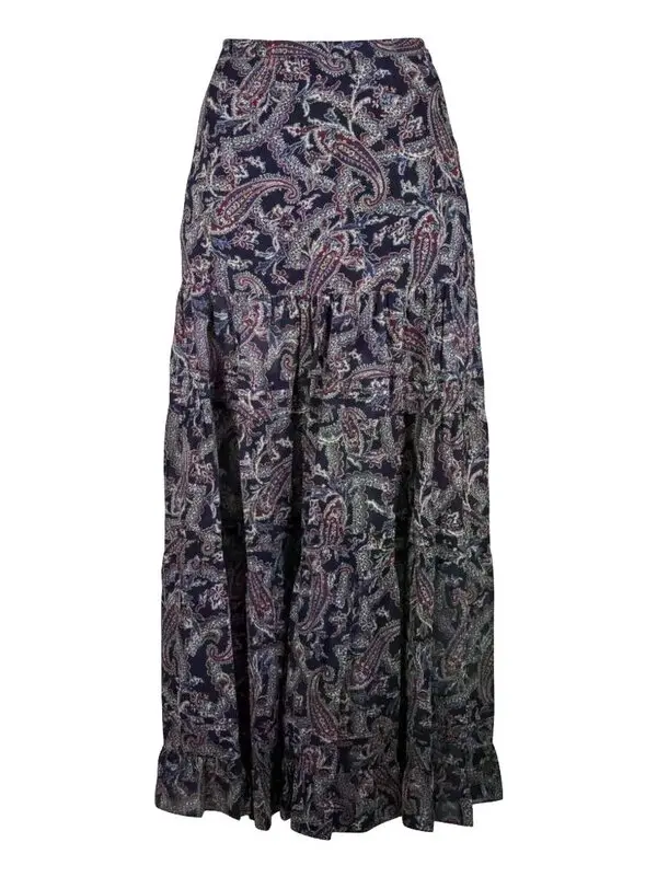 Veronica Beard Paisley-print Tiered Maxi Skirt - Blue