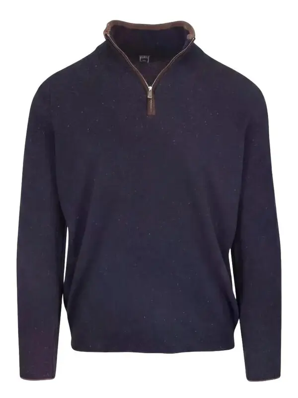 Fedeli Favonio Speckled Half-zip Sweater - Blue