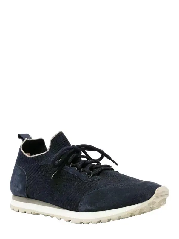 Eleventy Suede Panelled Lace-up Sneakers - Blue